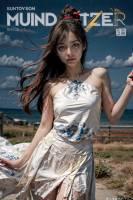 手機桌布，dudou bra 肚兜，寫實，一個腦袋上寫著「心靈」這個字的女人。 - 2K高清AI桌布下載